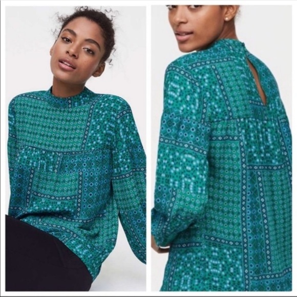 LOFT | Tops | Nwt Loft Boho Patchwork Print Long Sleeve Top M | Poshmark